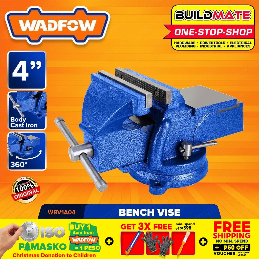 WADFOW Bench Vice 100mm 4" Inch W/ Anvil Body Cast Iron Bench Vise ...