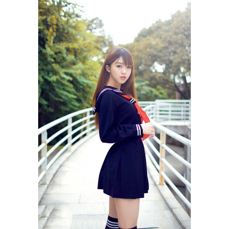 Cute Navy Blue Long Sleeve Japanese School Uniform Available In Sizes ...