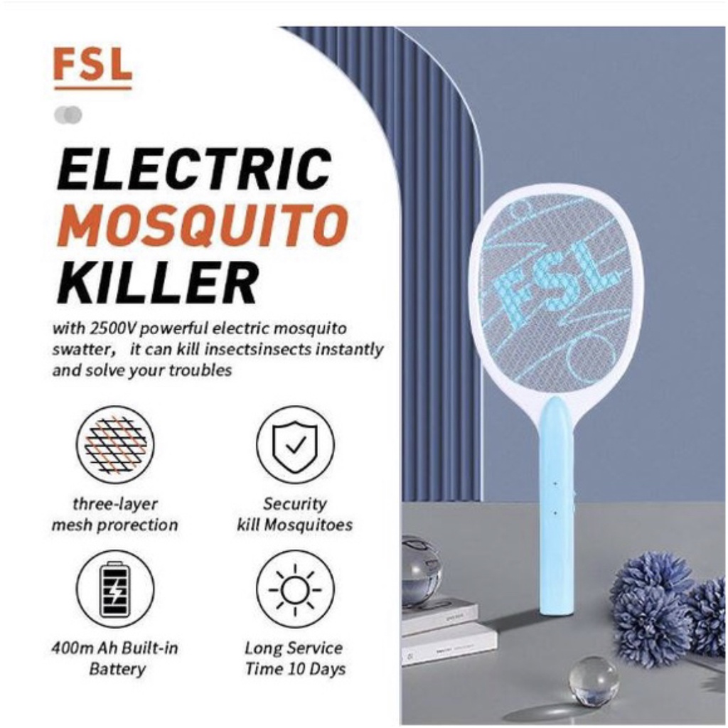 FSL Rechargeable Electric Mosquito Killer Swatter Racket Mosquito bat ...