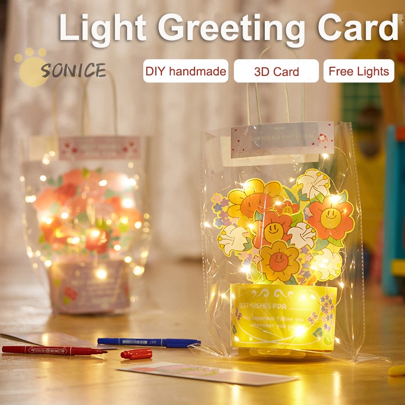 Diy Handmade Eternal Flower Greeting Card, 3D Card, Birthday Card for ...
