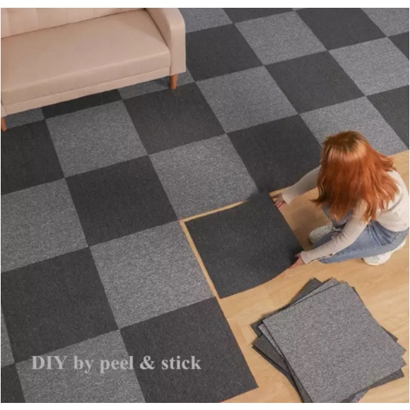 50x50 Self Adhesive Carpet Tiles Floor Rug Office Bedroom Home Flooring ...