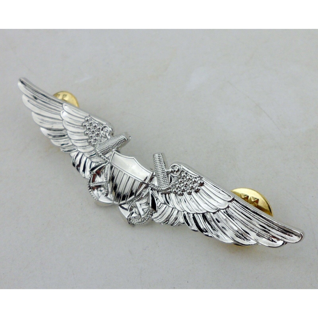 Silver US USMC Aviation Officer Pilot Wings Badge Pin Insignia Military ...