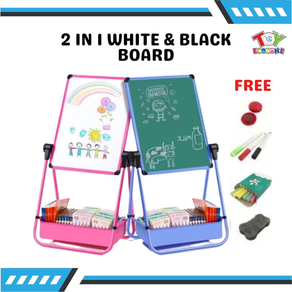 2in1 White board/Black board Double Sided Stand for Kids | Shopee ...