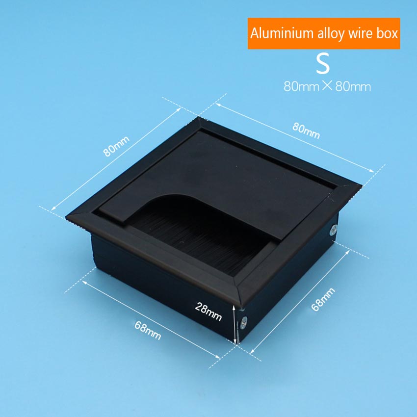 Desk Cable Hole Cover Aluminium Alloy Square Wiring Box Grommet Insert ...