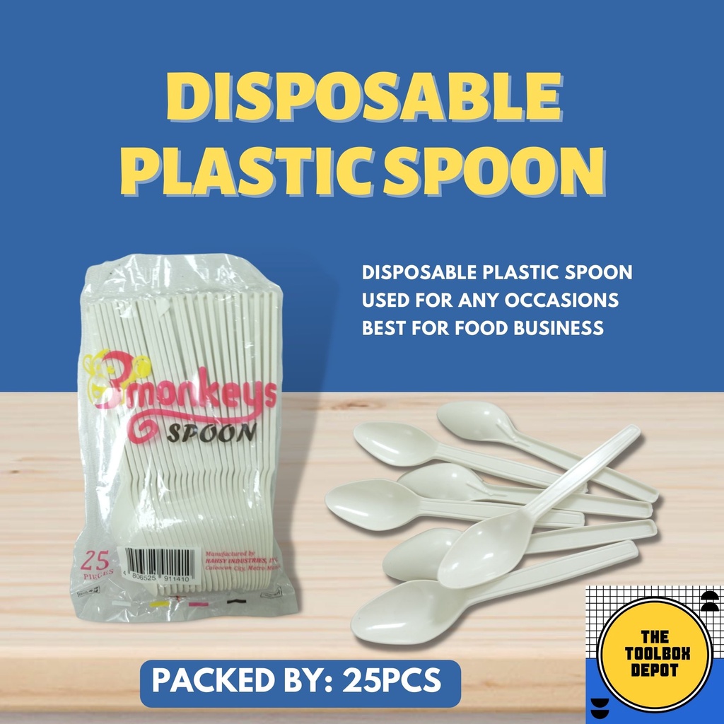 Disposable Plastic Spoon & Fork (25pcs) Spoon Fork Utensils [ 2 sizes ...