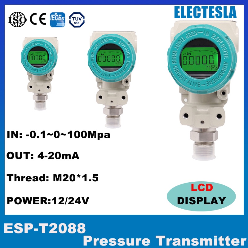 LCD Unit Backlight Display Diffusion Silicon Intelligent Pressure Transmitter 2088 Water-proof ...