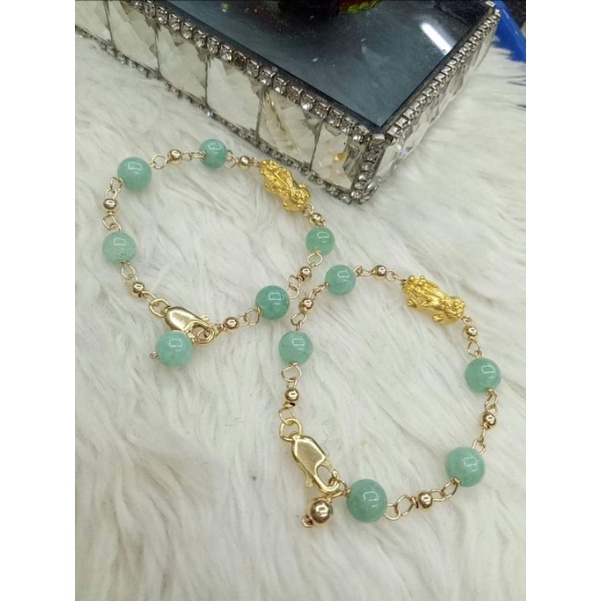 Bracelet (Stainless Piao, 10k Gold Chain with Jade stone) | Shopee ...