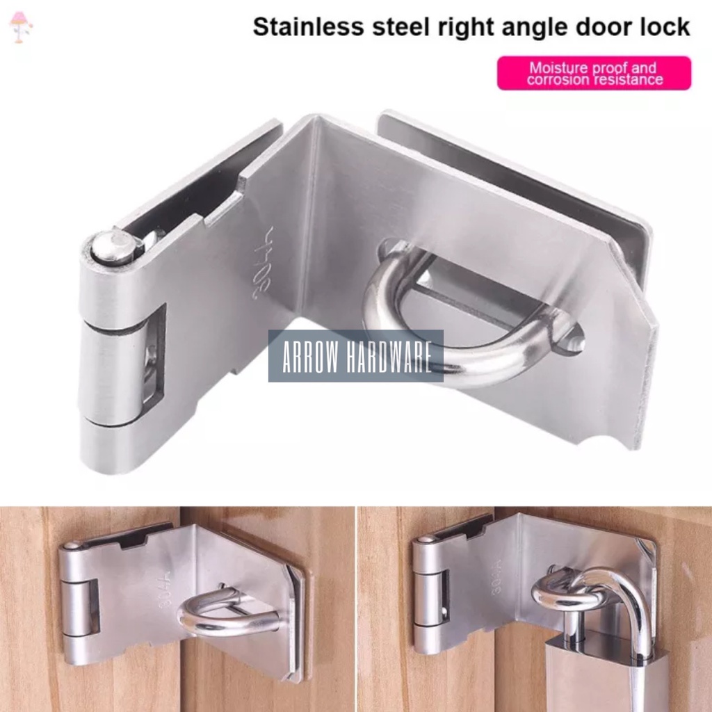 Stainless Steel Hasp 4Inch Staple Gate Door Shed Latch Lock Safety Lock ...