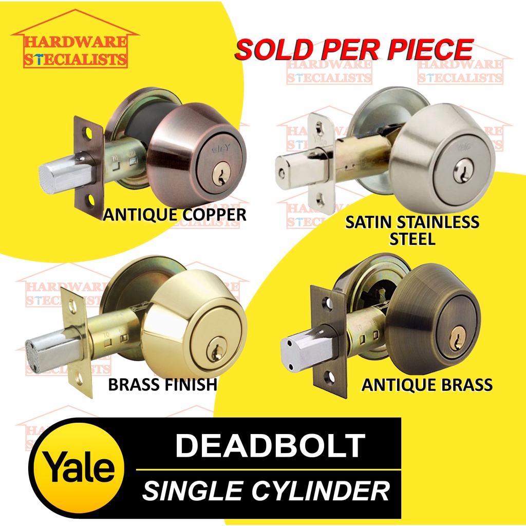 Yale DeadBolt Single Cylinder | Gold / Stainless / Antique Brass or ...