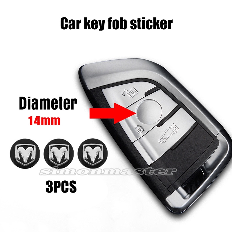 3pcs/set 14mm Car Key Button Logo Sticker Auto Remote Control Emblem ...