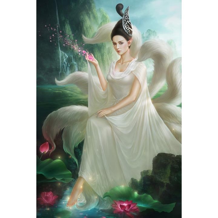 Fox Spirit Empress Portrait Nine-Tailed Fairy Worship Statues That Hang ...