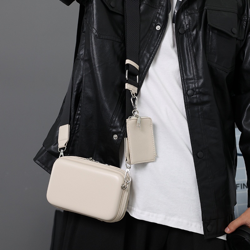 New Korean men's box bag pu leather messenger bag fashion casual one ...
