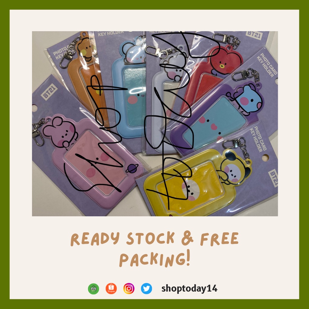 BTS BT21 Photocard Photo Card Keyring Holder Minini Official RJ Cooky Tata Koya Chimmy Shooky ...