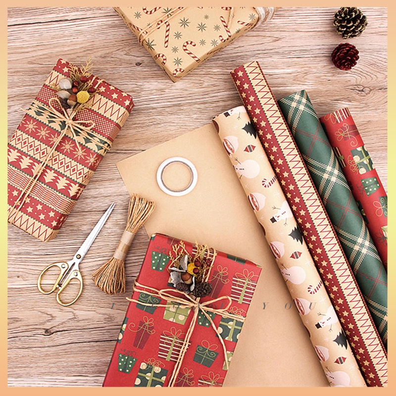50x70cm Retro Christmas Wrapping Paper Sheets Wrap Craft Paper For ...