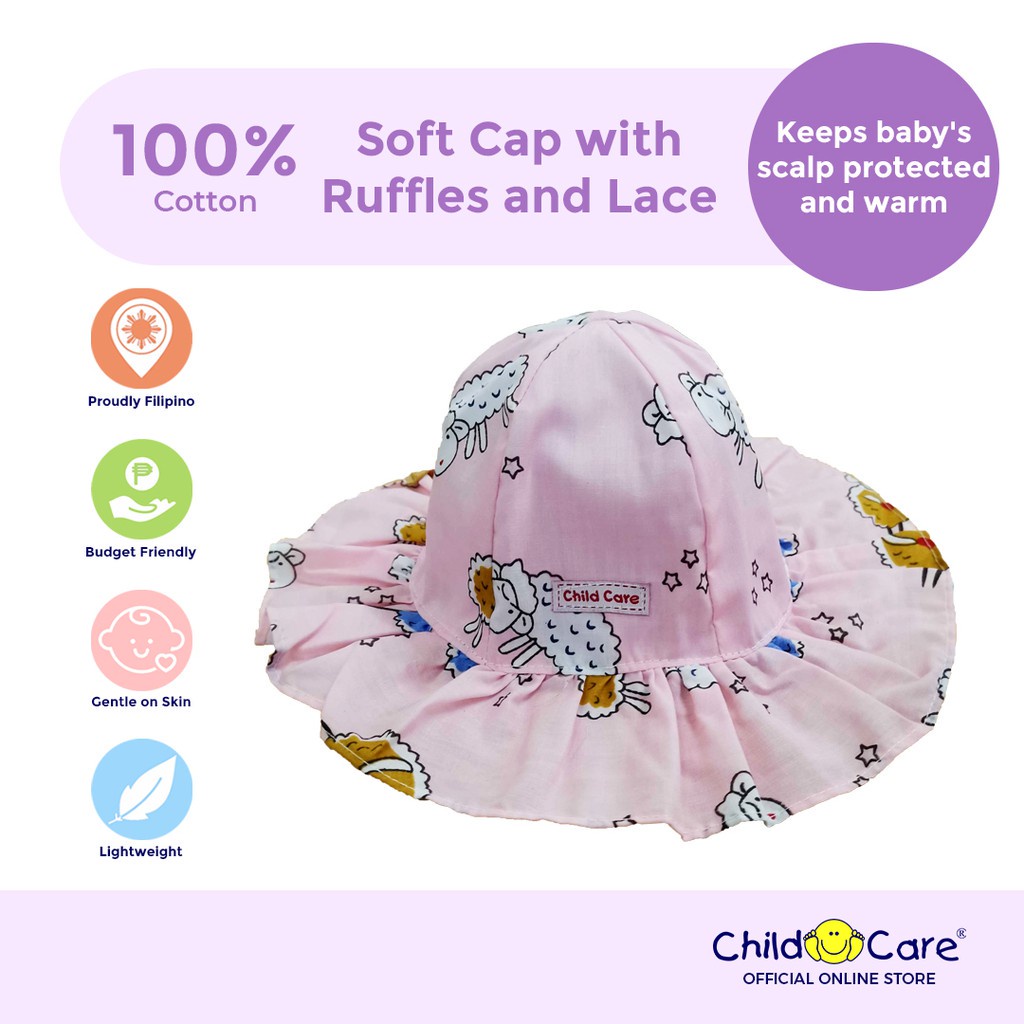 Child Care Girls Soft Cap with Ruffles and Lace for Girls (design may ...