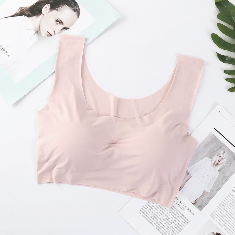 Japanese seamless wireless ice silk gathered plus size running vest ...