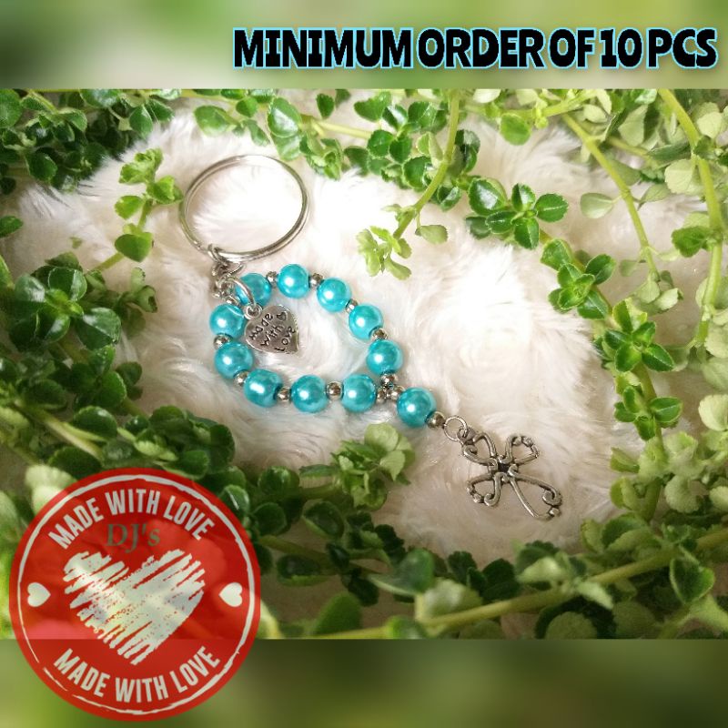 Keychain Pocket Mini Rosary Aqua Blue Pearl Baptismal Souvenirs ...