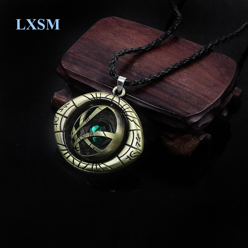Marvel Doctor Strange Necklace Avengers Eye of Agamotto Pendant Leather ...