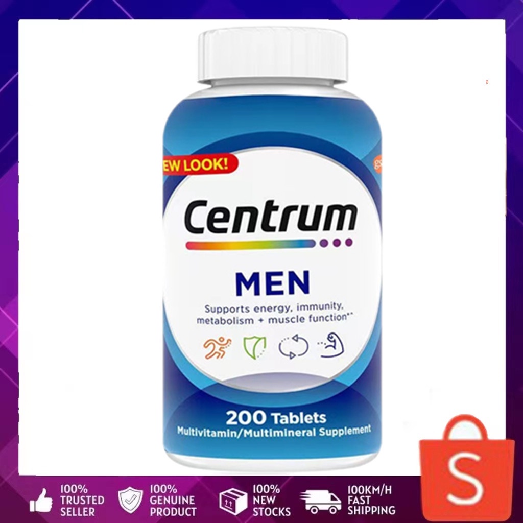 Centrum Multivitamins Men 200 Tablets Multimineral Vitamin D3 B ...