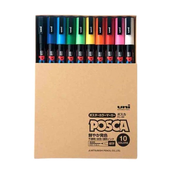 UNI POSCA Fine PC-3M 10 Color Box | Shopee Philippines