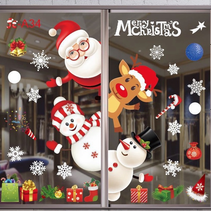 ON HAND Christmas Wall Sticker Window Glass Christmas Decor XMAS ...