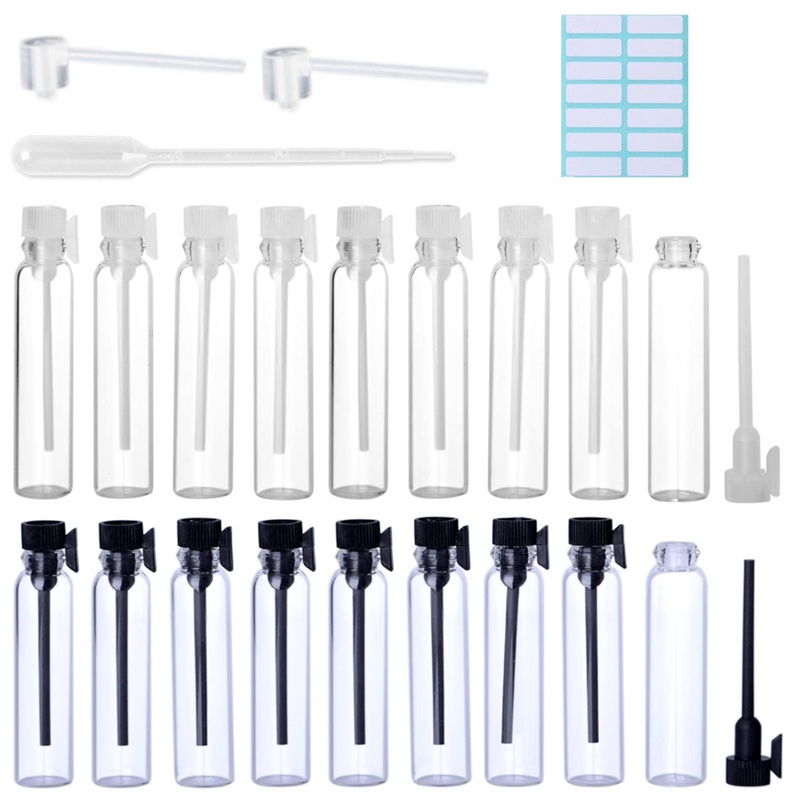 12~16Pcs/set 1/2/3/5 ML Black White Empty Small Clear Glass Perfume ...