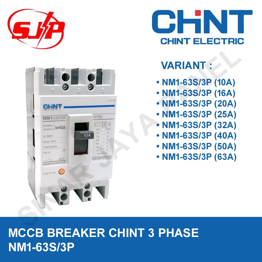 Mccb CHINT 3 PHASE NM1-63/3P 10A 16A 20A 25A 32A 40A 50A 63A ORIGINAL ...