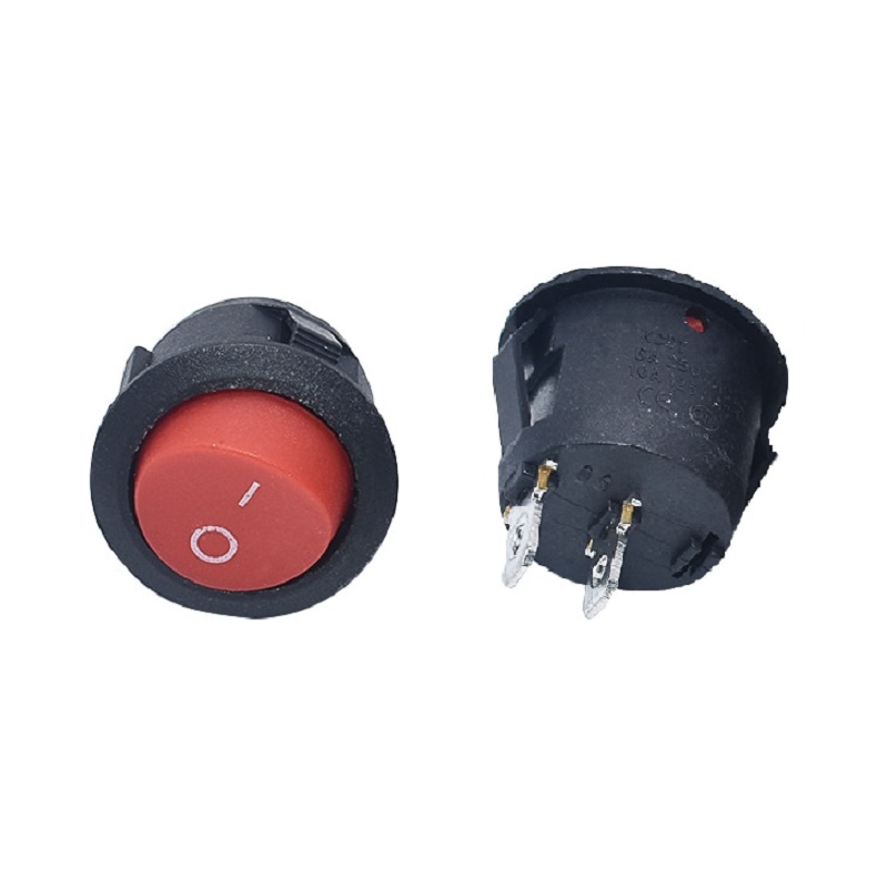 KCD1 Round Rocker Switch 20mm Diameter Mini Round Red 2 Pin ON-OFF ...