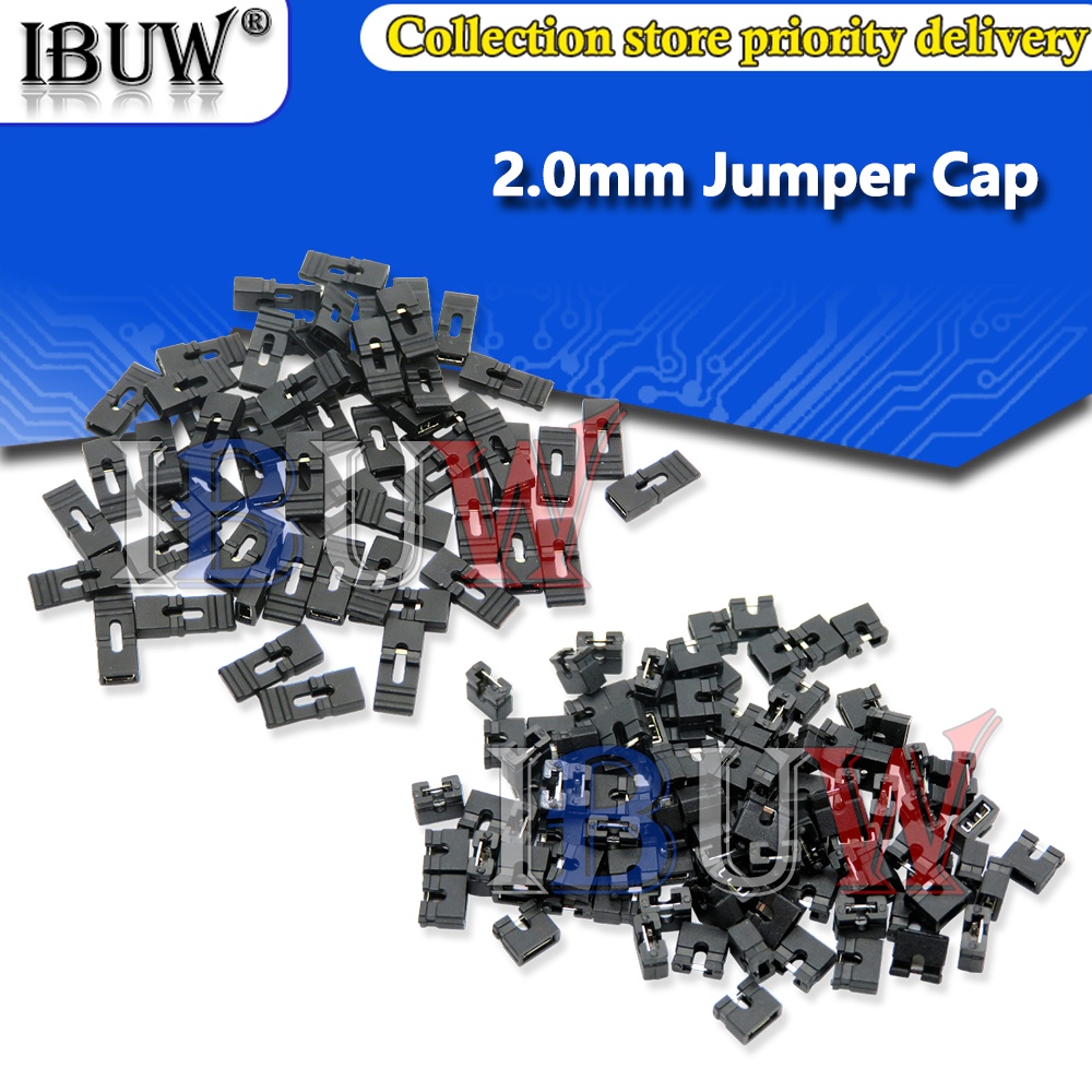 100PCS 2.0mm jumper cap opening short long cap black connecting pin ...