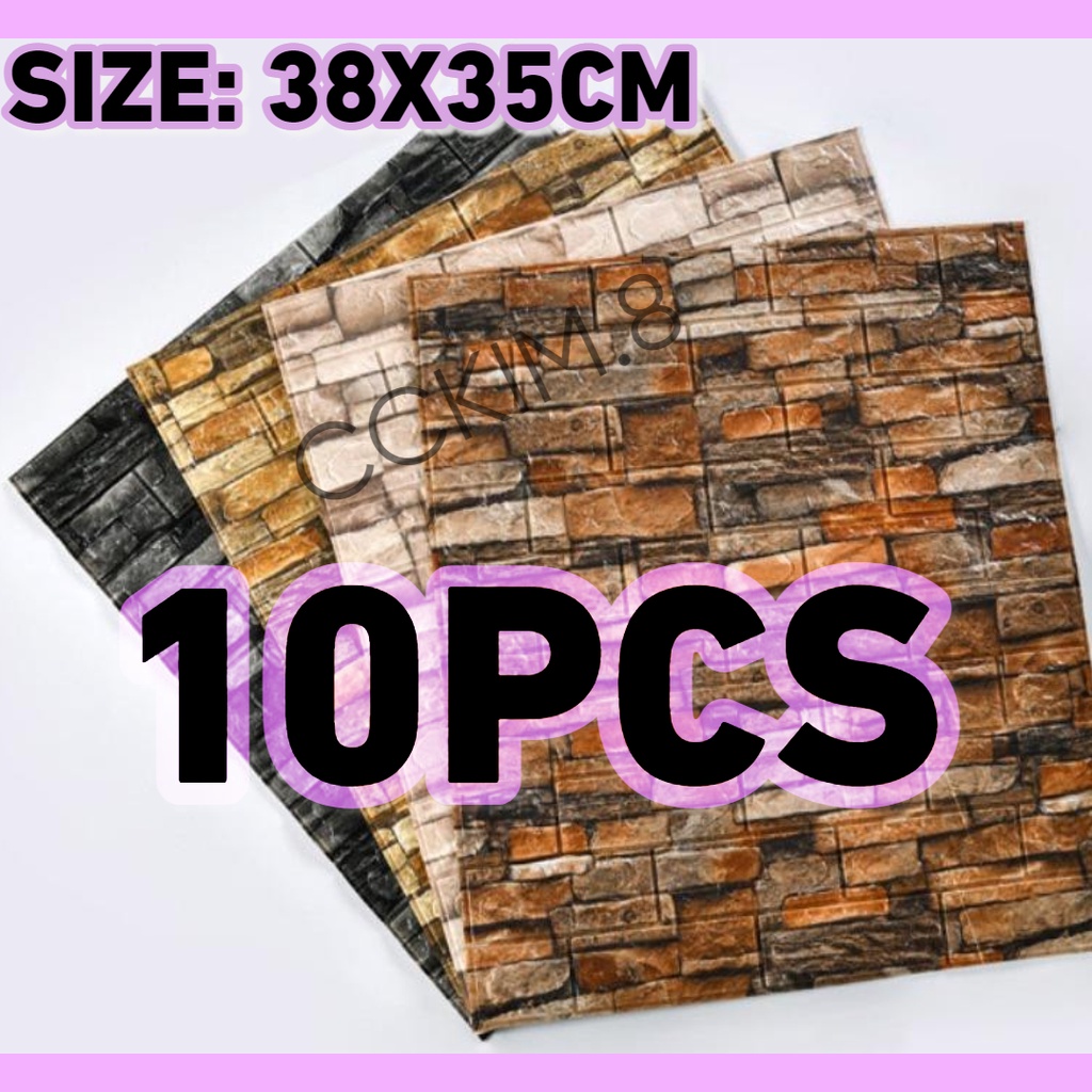 10PCS Wallpaper Brick 35×38cm 3D Wall Sticker Foam Self Adhesive super ...