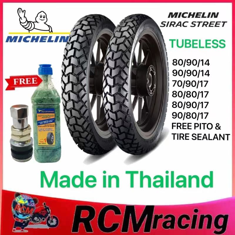 MICHELIN SIRAC STREET TUBELESS FOR MOTORCYCLE 80/90/14 90/90/14 70/90 ...