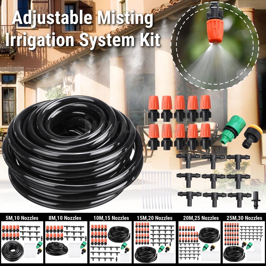 Adjustable Misting Irrigation System Kit Tubing Hose 5M/8M | Shopee ...