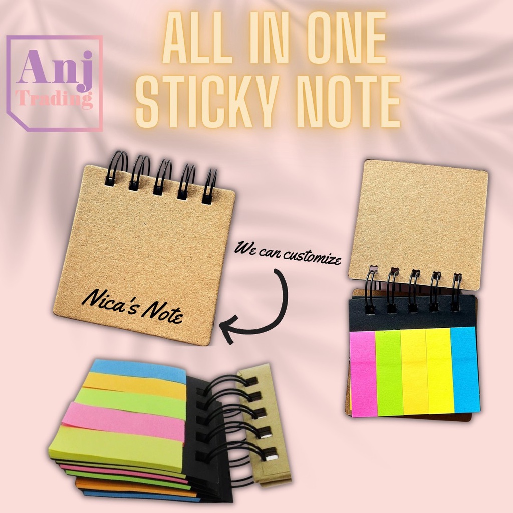 Kraft Sticky Note Package All in one Memo Pad Flag Tabs For School and ...
