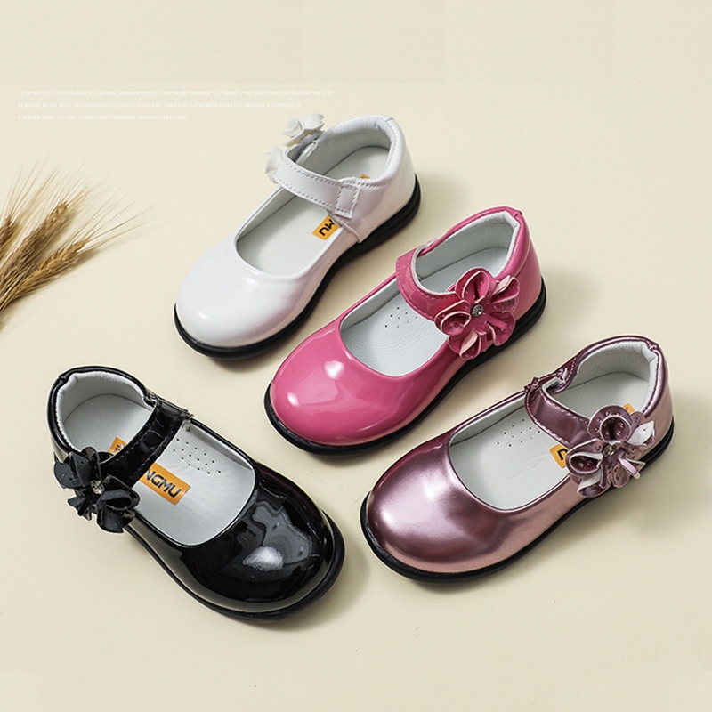 Girls Marry Jane Flats leather princess Shoes Wedding Graduation ...
