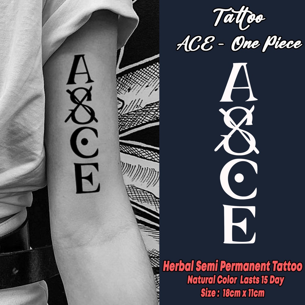 Portgas D. Ace One Piece Semi Permanent Tattoo 18x11CM Lasts 1-3 Weeks ...