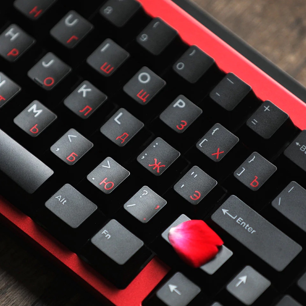 DOMIKEY X INKY AMORE:RED CHERRY PROFILE ABS DOUBLESHOT CYRILLIC ENGLISH KEYCAPS Single kit by ...