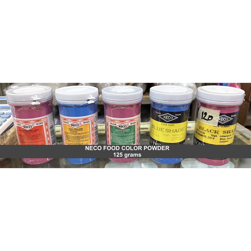 125 grams NECO food color powder (red, yellow, green, blue, carbon ...