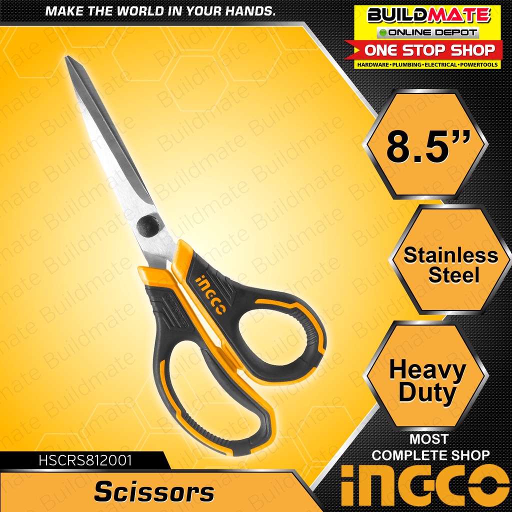 BUILDMATE Ingco Scissors 8.5" 215mm Stainless Steel Office Home Craft ...