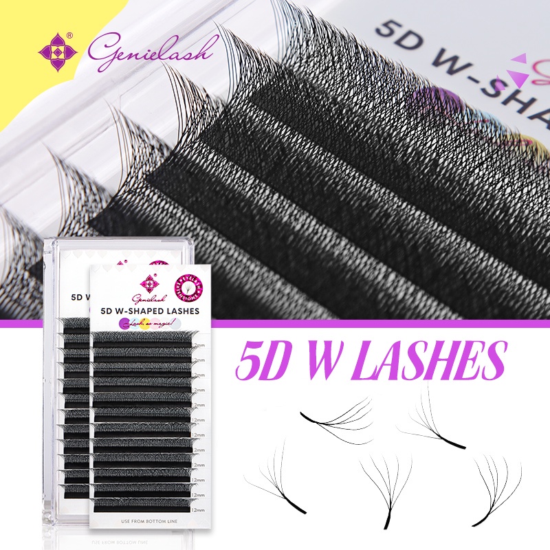 GENIELASH 12 Rows 5D W shape Bouquet of Eyelash Extensions Auto Fans ...