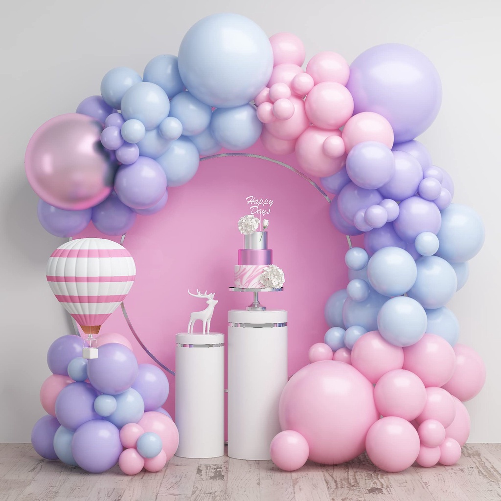 JOLLYBOOM Pink Blue Balloon Arch Garland Kit, Macaron Pink Blue ...