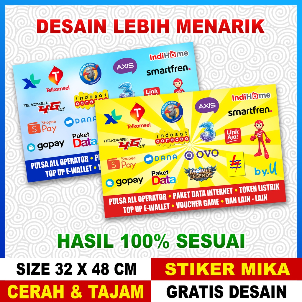 IMAGE PULSA CONTER STICKER SIZE 32X48 CM | Shopee Philippines