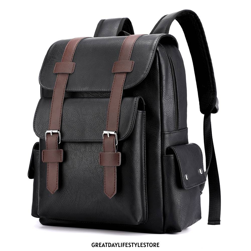Durable Leather Backpack Classic Design | Shopee Philippines