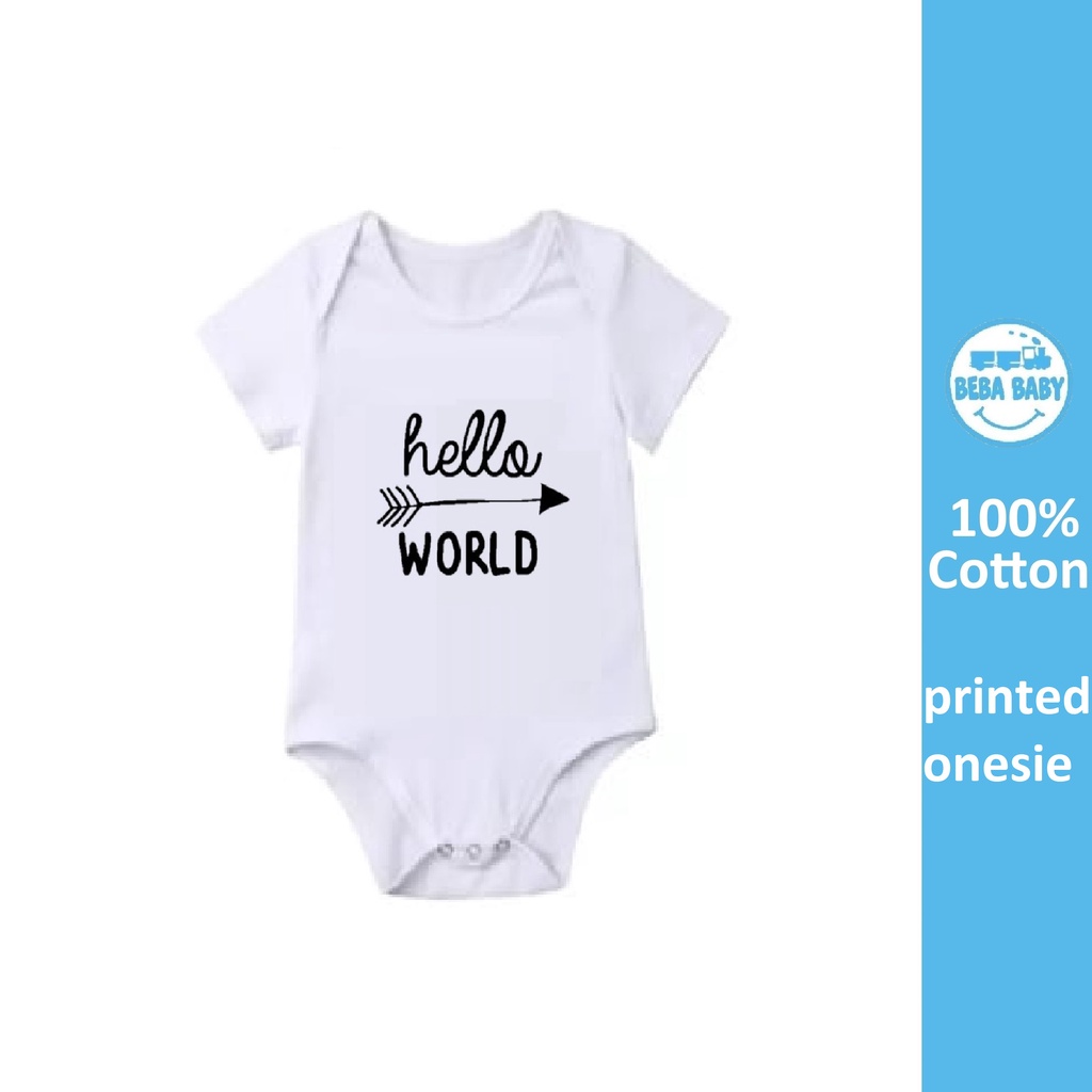 Hello World Baby Onesie Cotton BabiesPregnancy Gender Reveal Printed ...
