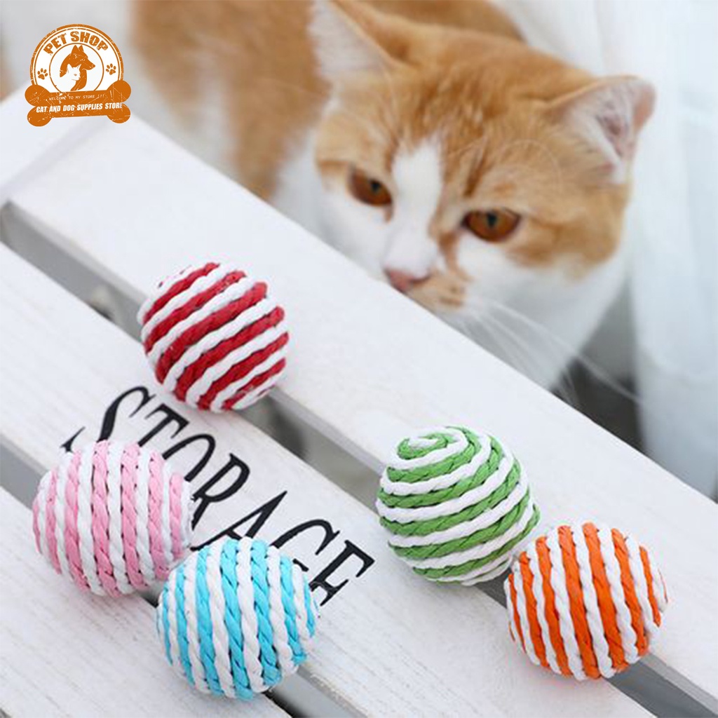 5 Pieces Cat Toy Ball Cat Sisal Ball Interactive Cat Rolling Ball ...