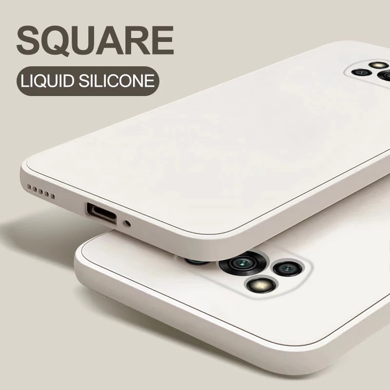 Square Liquid Silicone Phone Case Compatible For Xiaomi POCO C65 F5 X4 ...