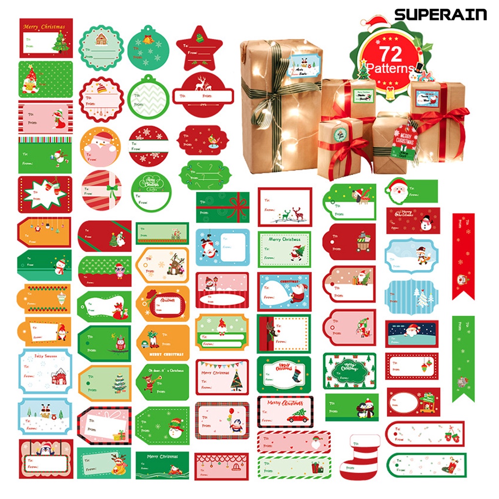 SHC*4 Sheets Christmas Gift Bag Label DIY Gift Sign Sticker Self ...