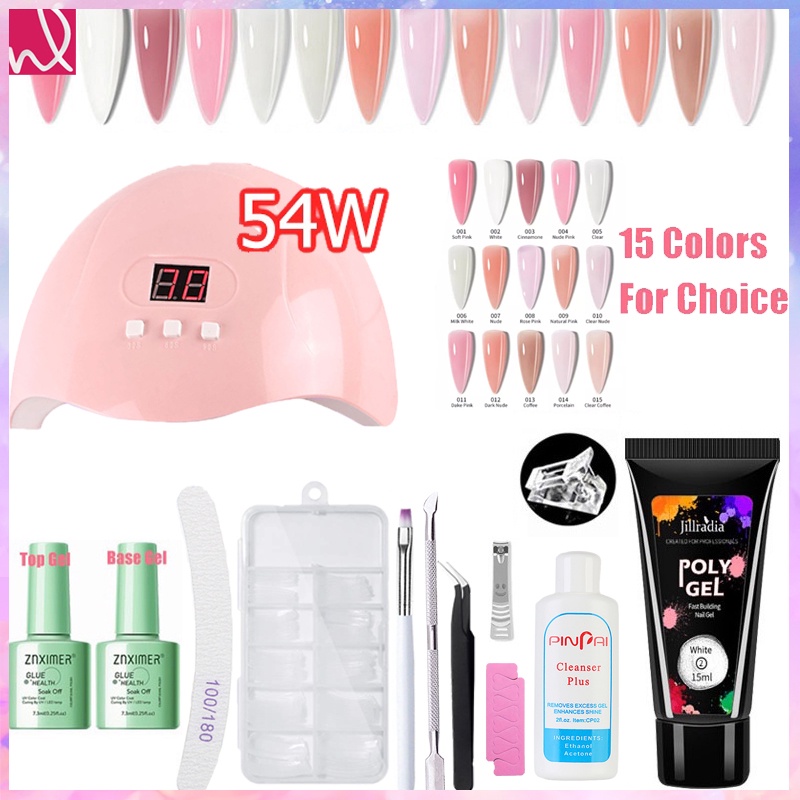 13Pcs/set poly gel nail extension set 54W UV lamp Gel Nail Extension ...