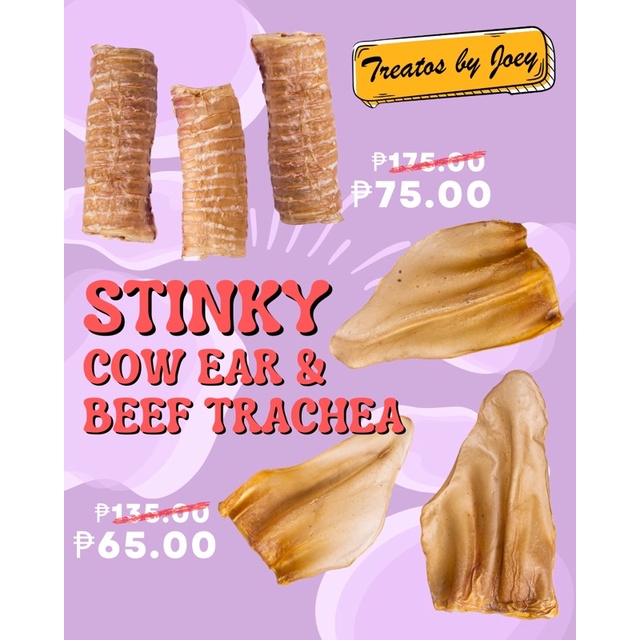 STINKY COW EAR and BEEF TRACHEA Dehydrated Chew | Shopee Philippines