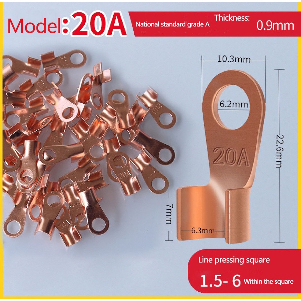 Pure copper ring Lug Terminals OT10 20 30 40 50 60 80 100 to 500A Wire ...