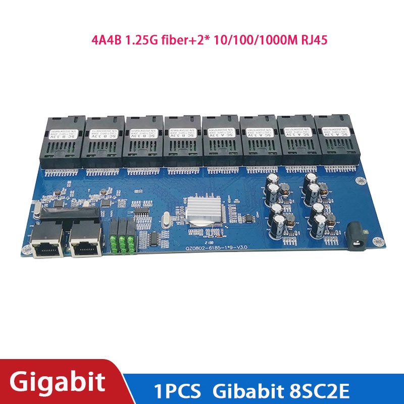 Gigabit switch Ethernet Fiber Optical Media Converter 8 Port 1.25G SC 2 ...